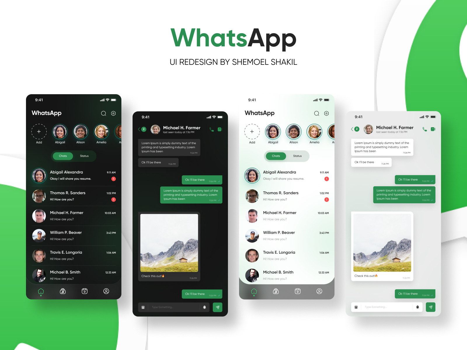 WhatsApp Concept UI Redesign by Shemoel Shakil on Dribbble