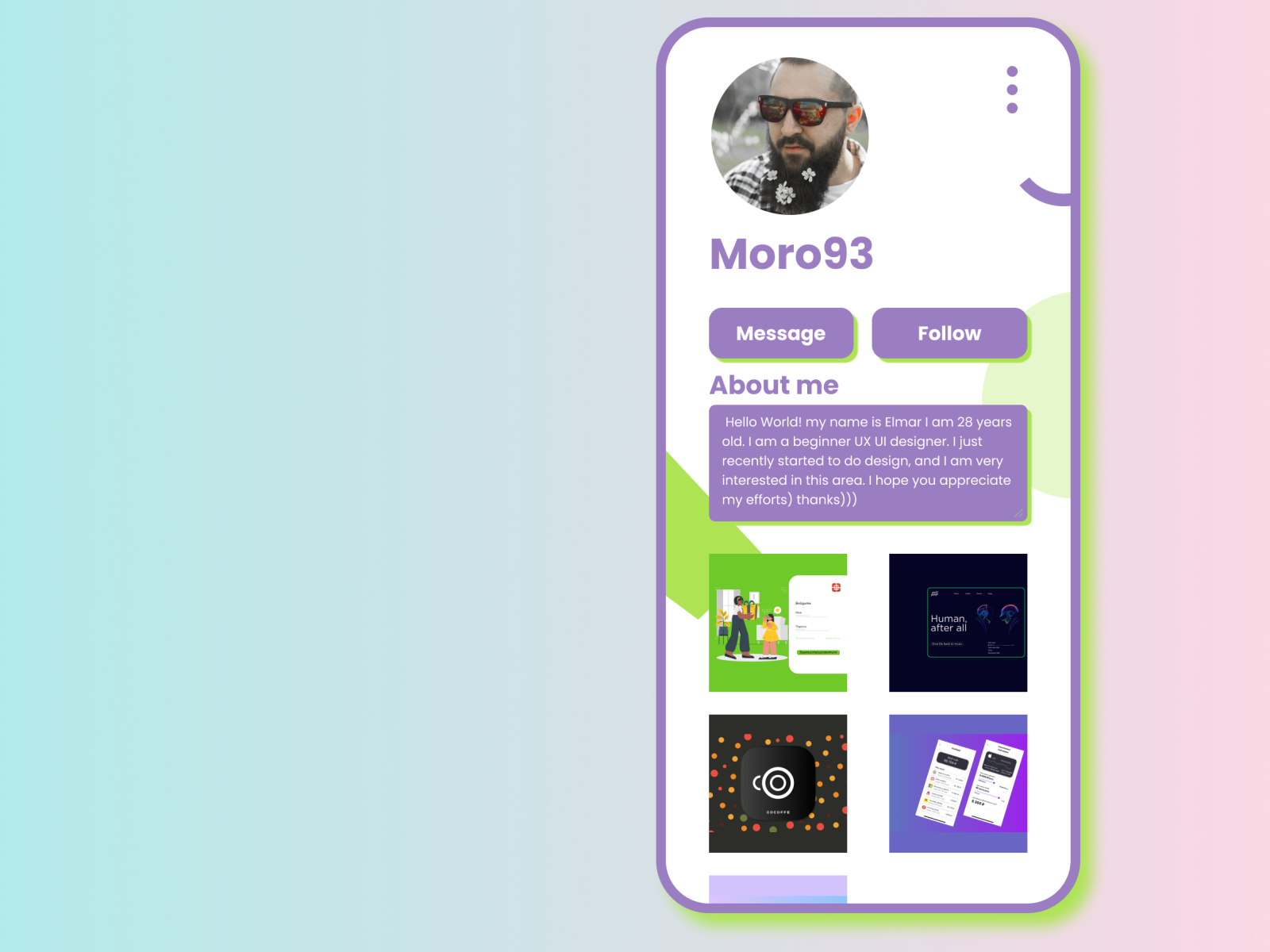 Profile screen by Elmar Guseynov on Dribbble