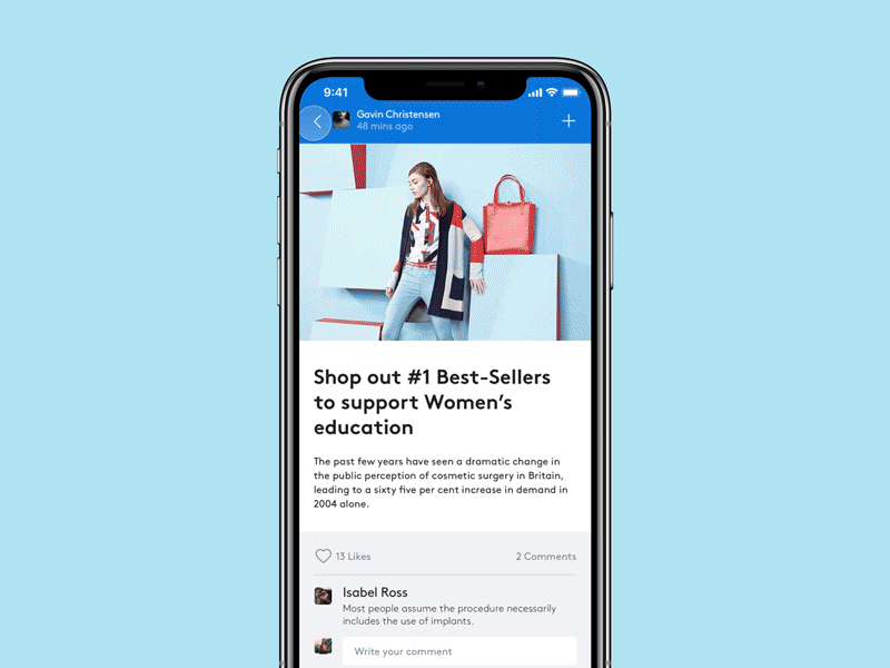 Blog screen for iOS by Mila Shovkoplias on Dribbble