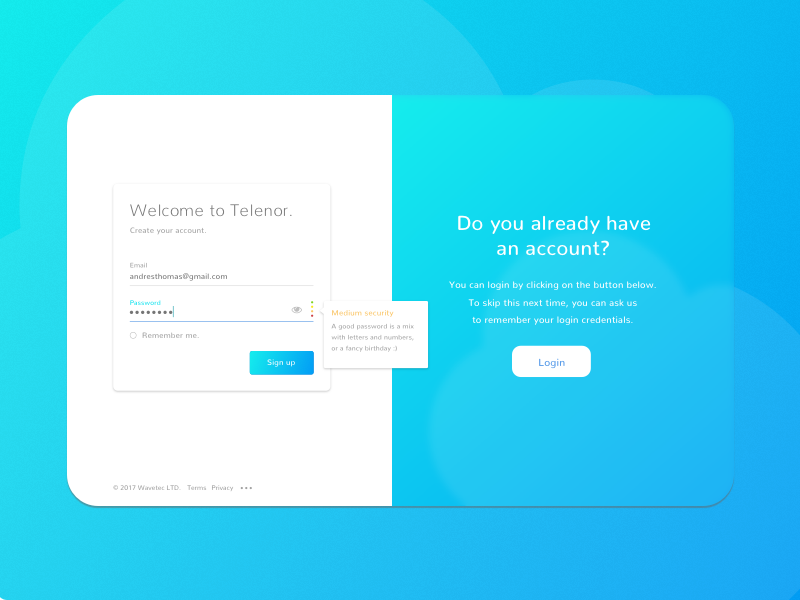 Telenor Login Concept by Andrés T. Glez on Dribbble