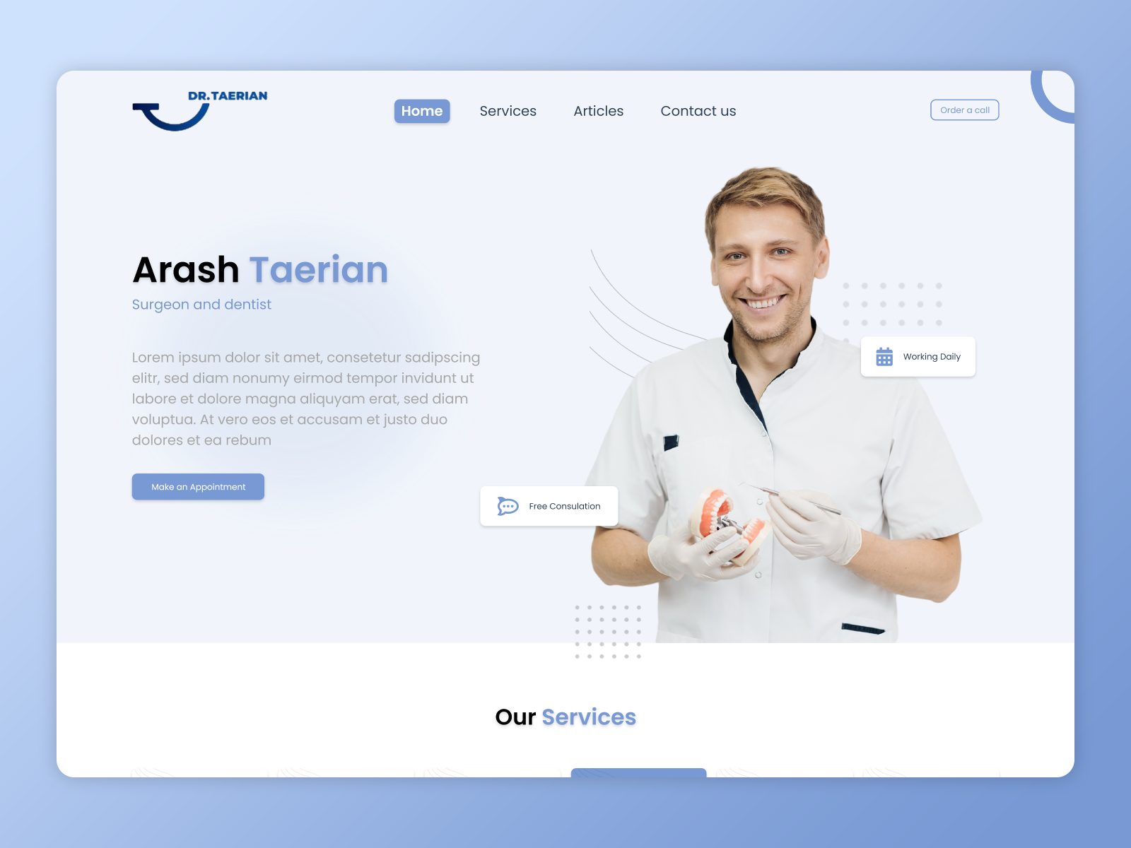 Dentist Website (Home Page) by Omid Ghiaei on Dribbble