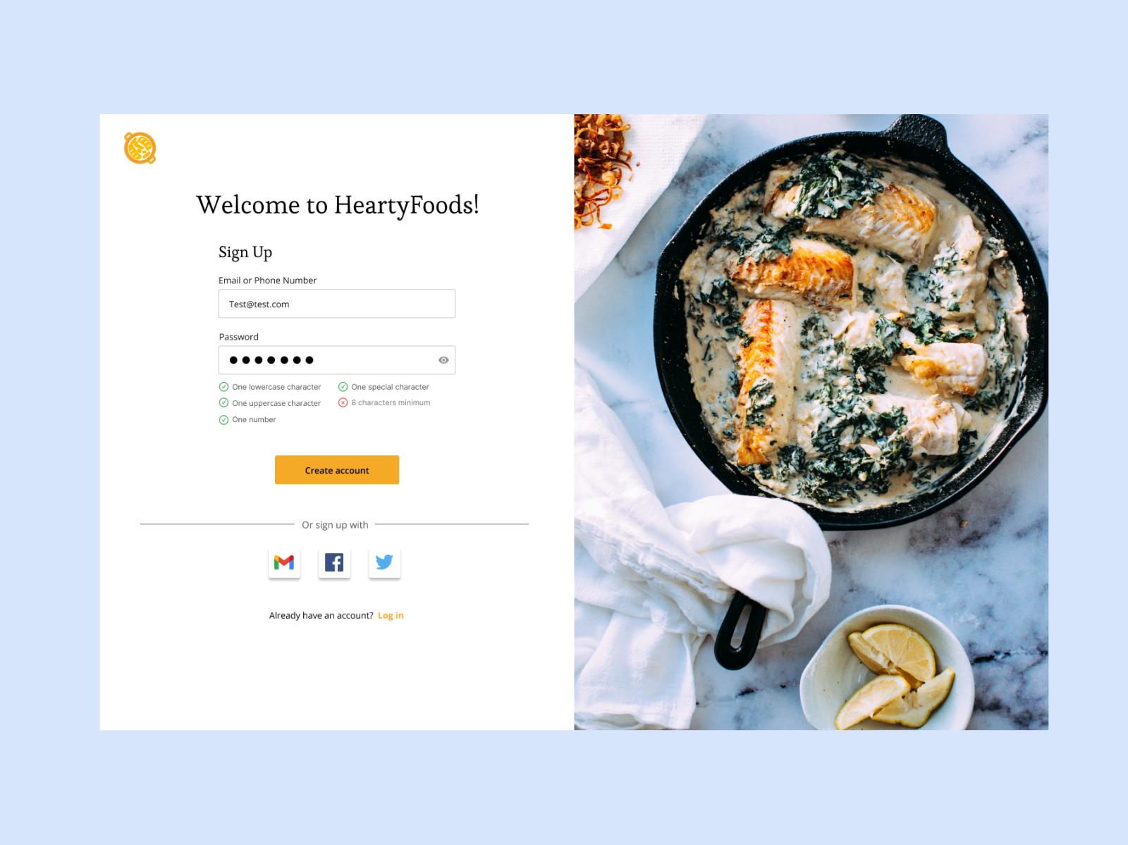 Sign Up page by Ingrid Nystad on Dribbble