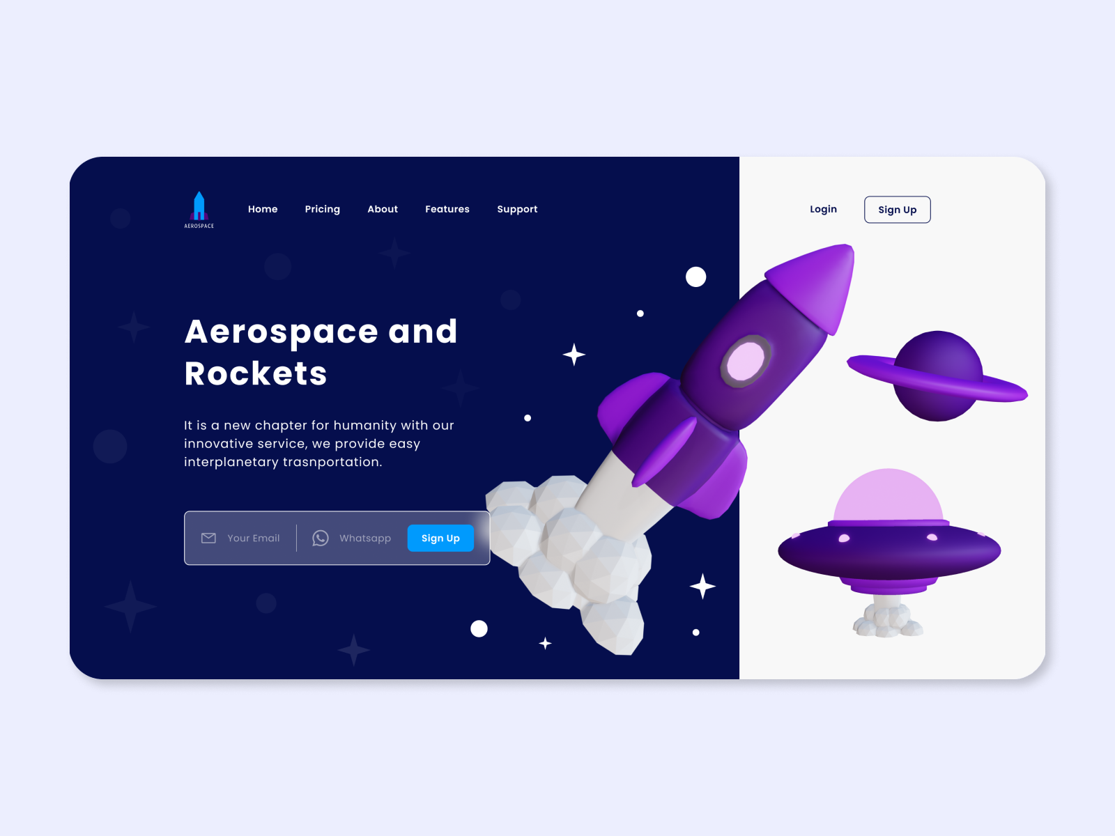 UI Design: Aerospace and Rockets Landing Page by Joko Suntoro on Dribbble
