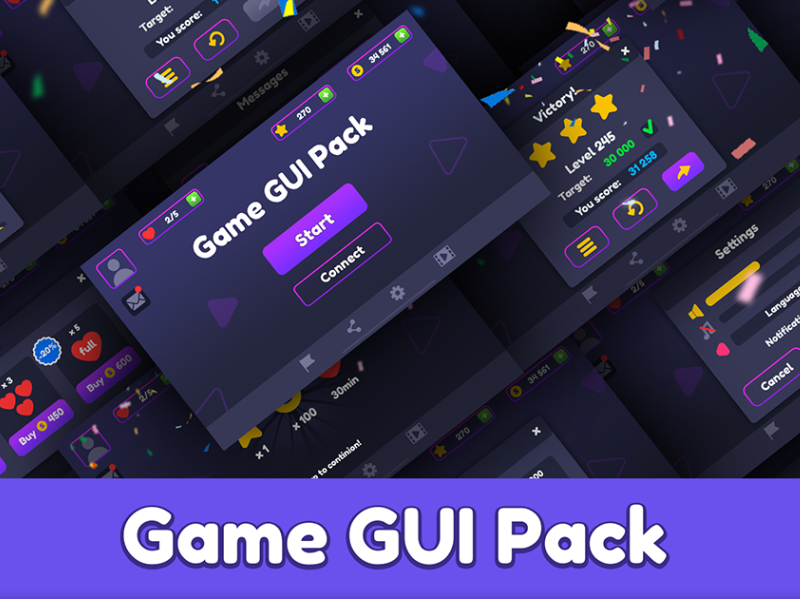 Flat game GUI pack by Inna Kovalchuk on Dribbble