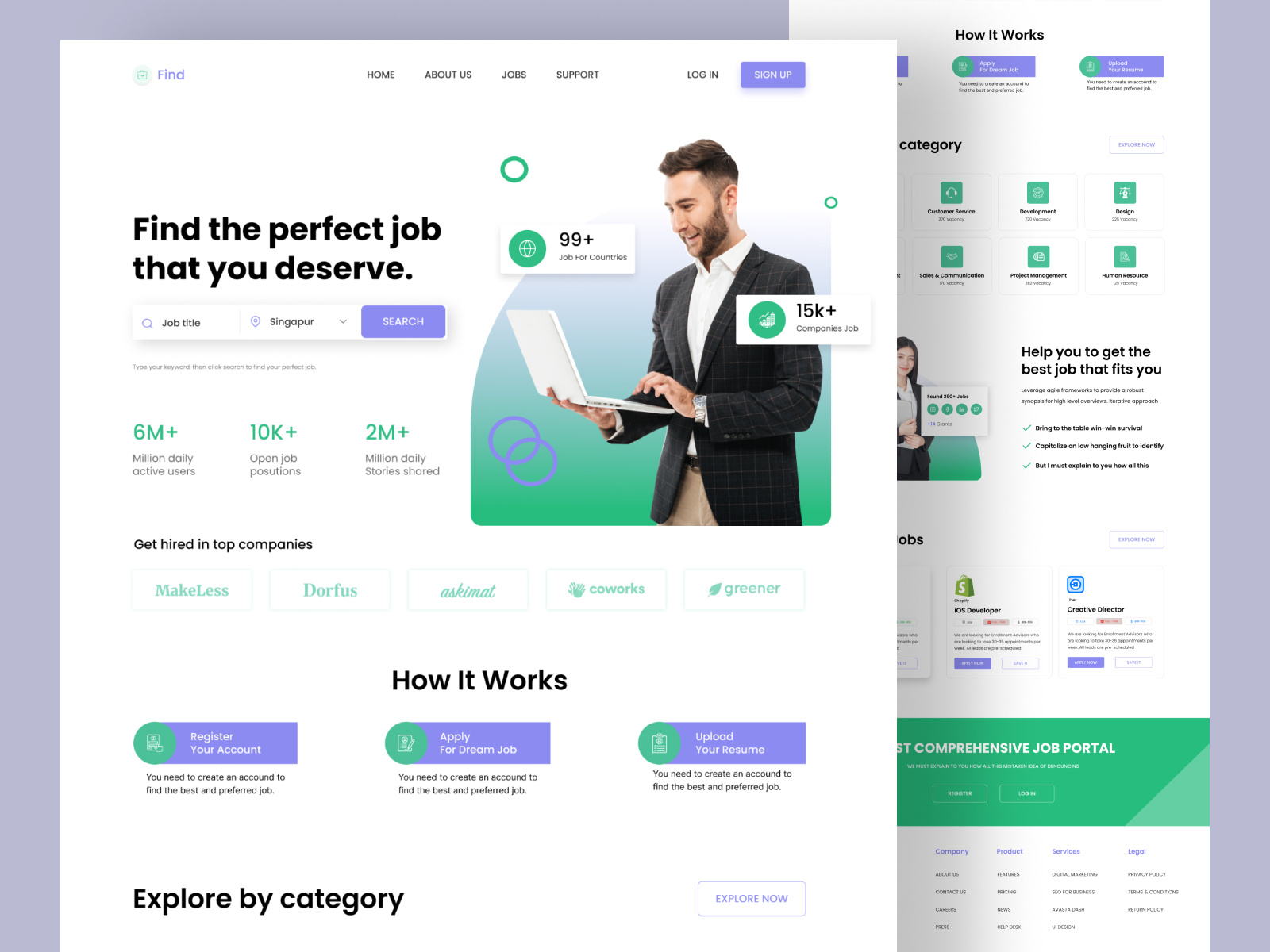 Job Platfrom- UI landing page website by Nayon Roy on Dribbble