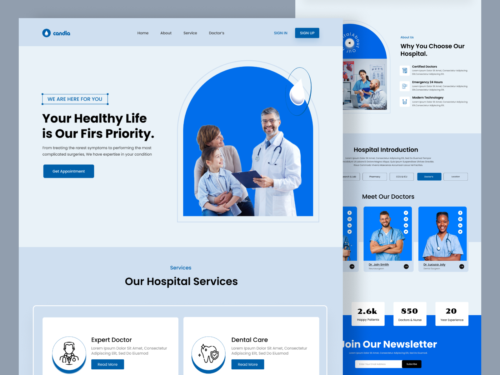 Medical Center Website by Nayon Roy on Dribbble