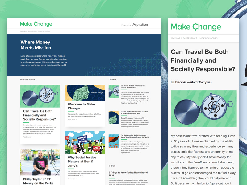 Make Change by Jess Brown for Aspiration on Dribbble