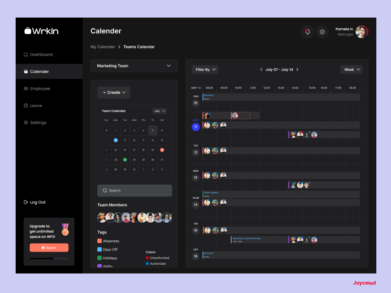 Team Calendar UI - HR Management by Joyce Eboh on Dribbble