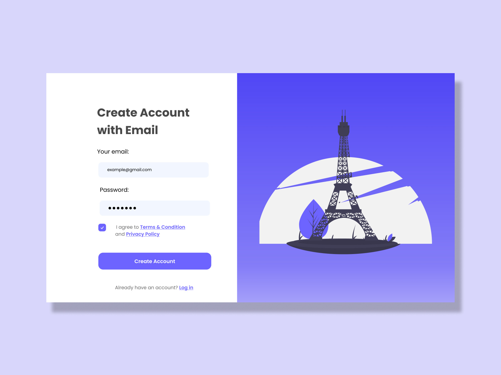 Create account web design by Desmond Audu on Dribbble