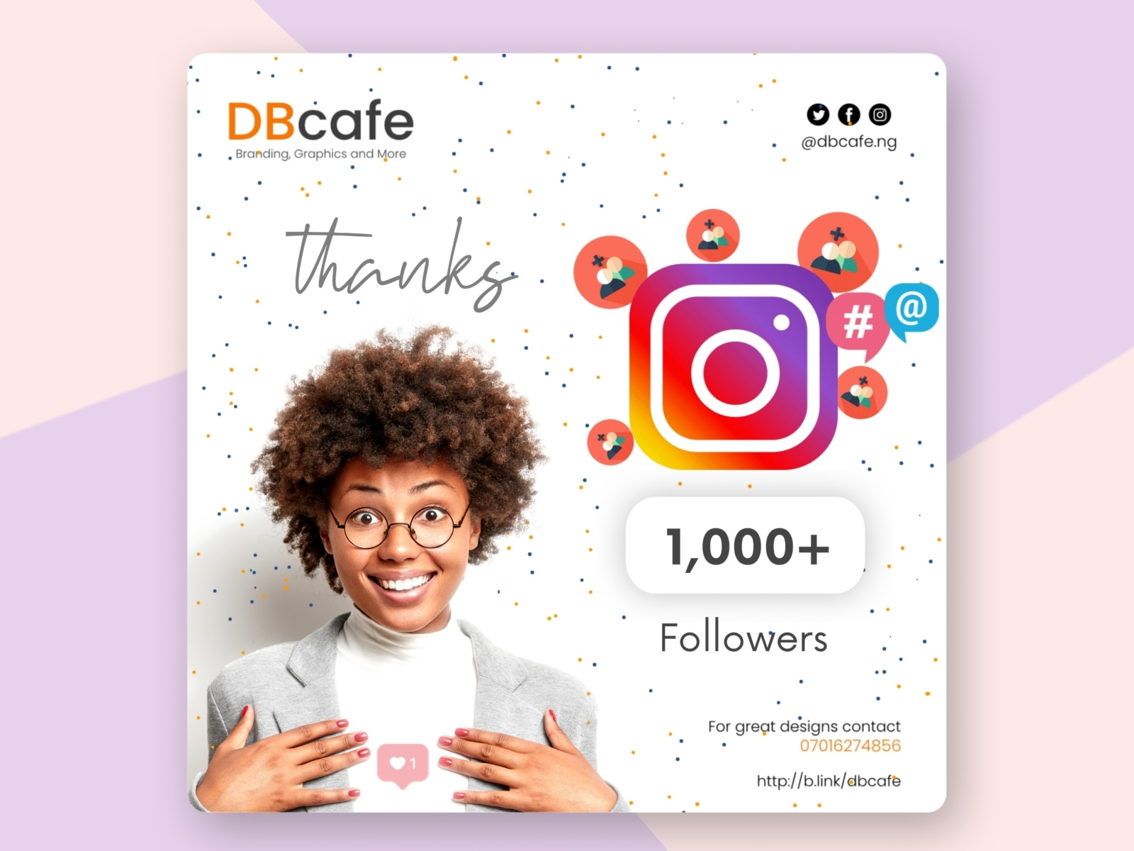 Thanks Social Graphic by Lilian.db on Dribbble