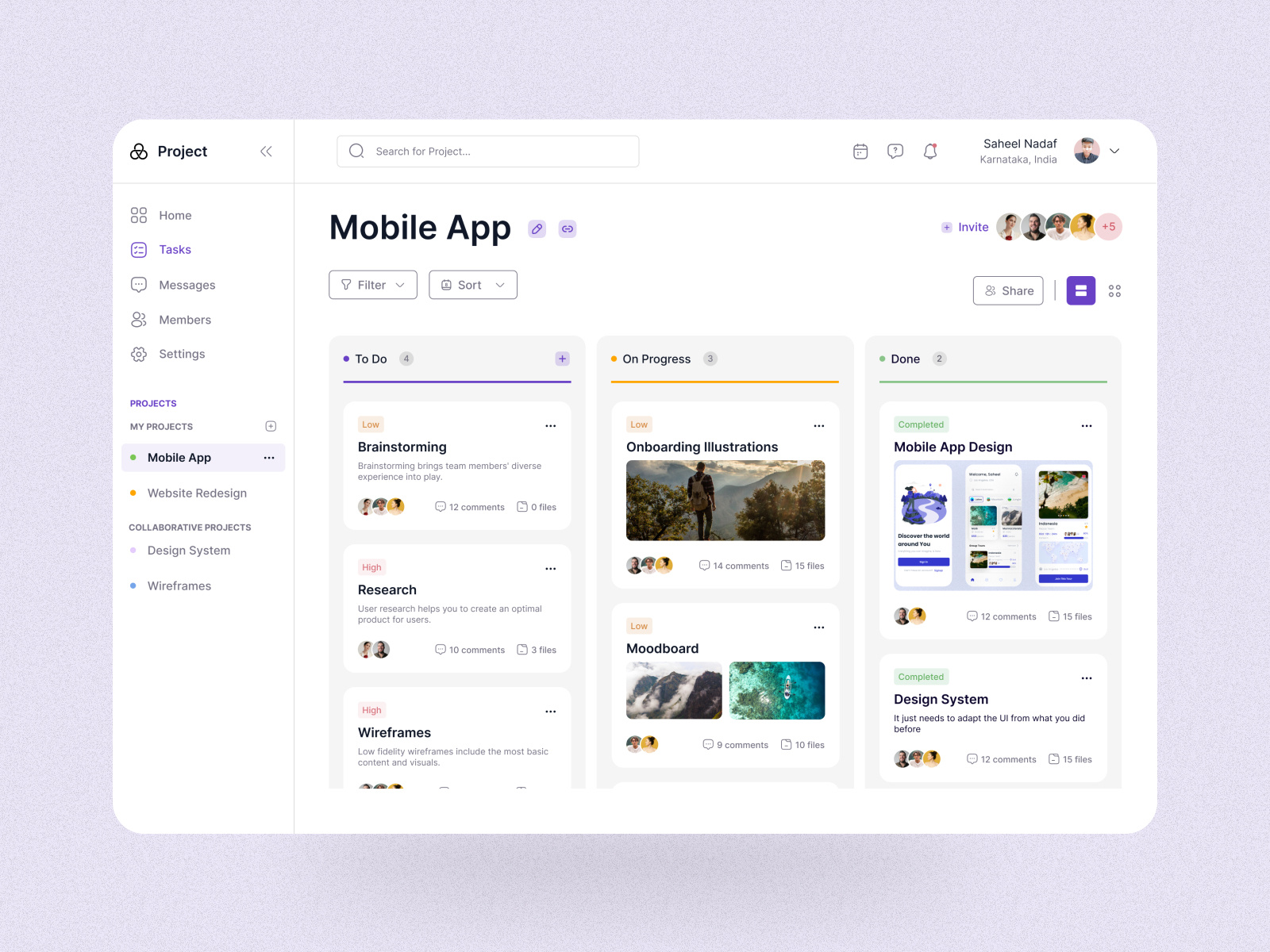 Project - project management Dashboard by Saheel Nadaf on Dribbble