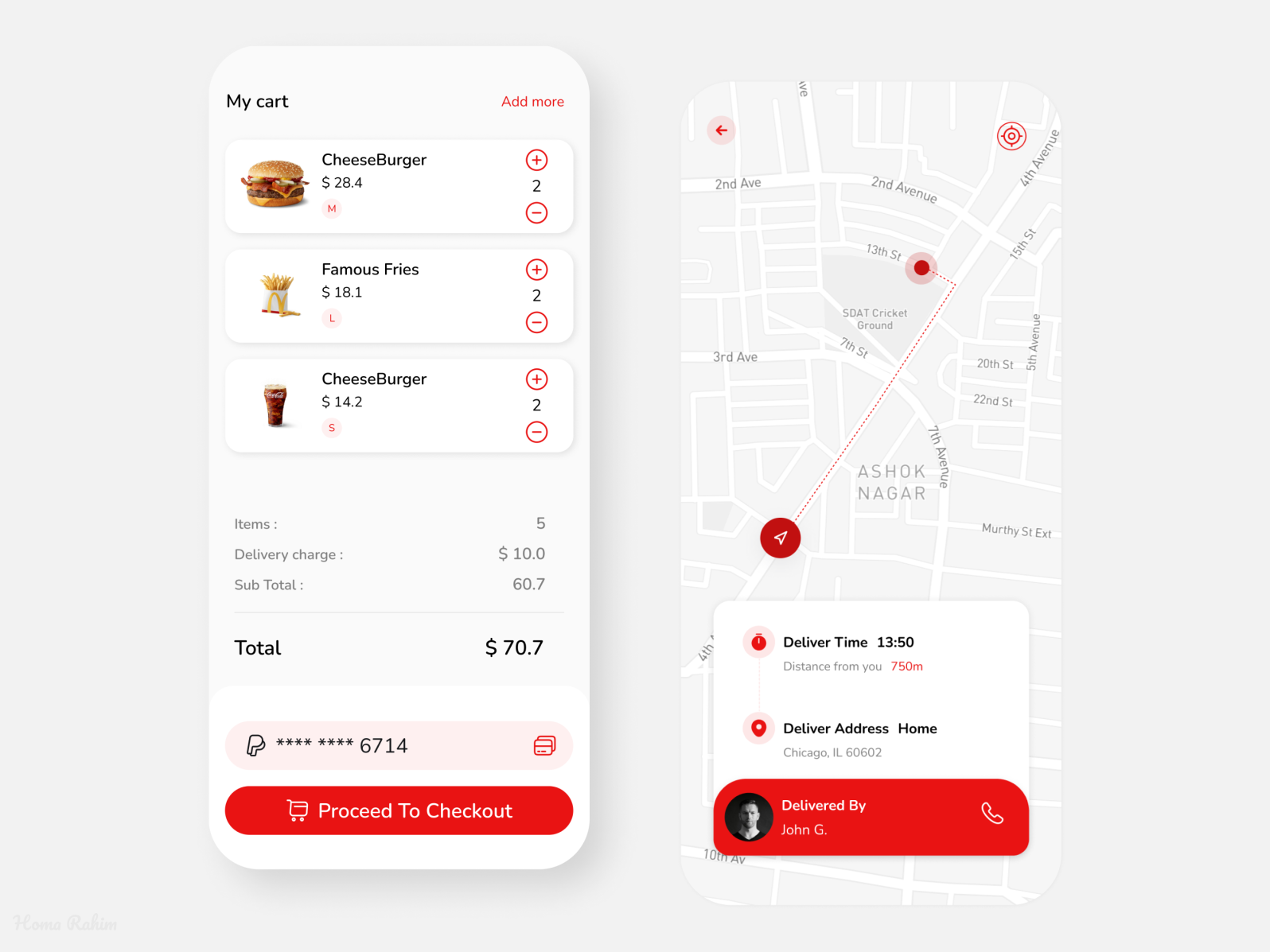 Food Delivery App - cart by Homa Rahim on Dribbble
