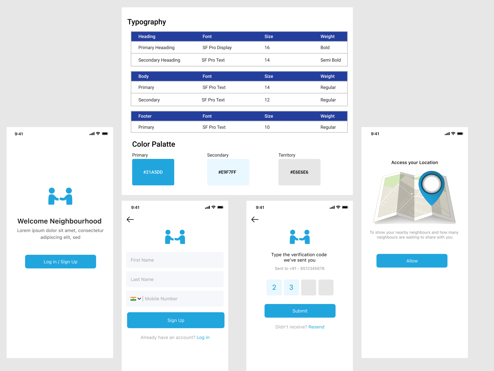 Neighbourhood app - Sign-in flow by Kesavamoorthi Baskaran on Dribbble