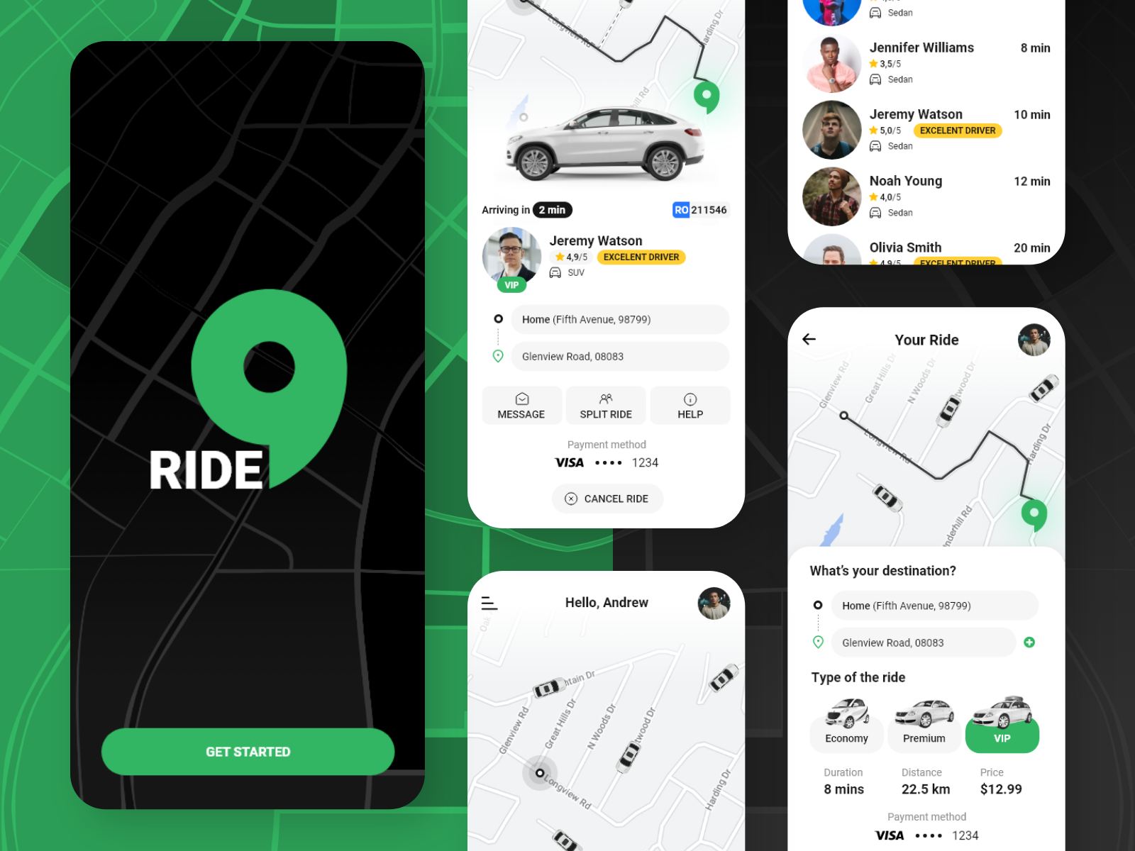 Ride sharing APP by Lorin U. on Dribbble
