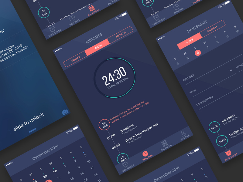 Time logging app by sujith on Dribbble