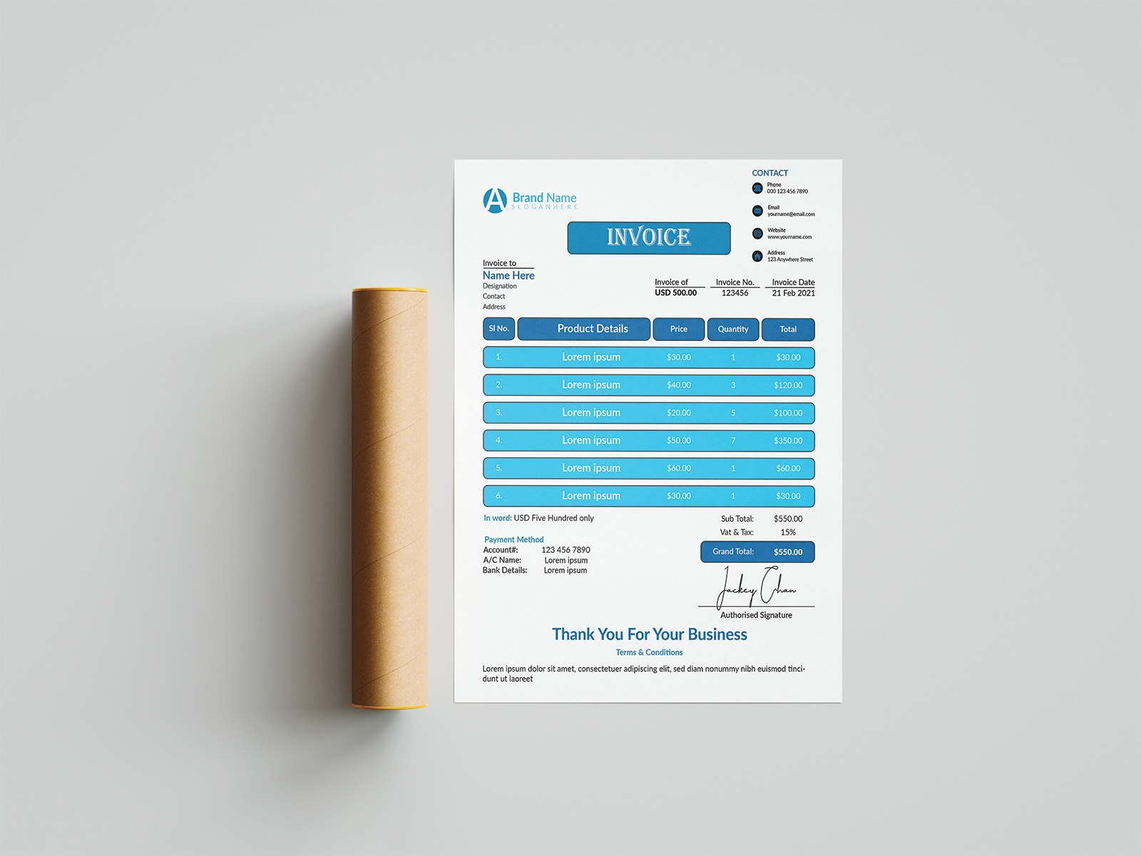 Invoice Template Design by Graphic Upshot on Dribbble