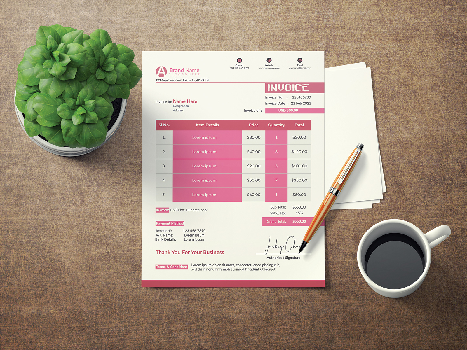 Invoice Template Design by Graphic Upshot on Dribbble