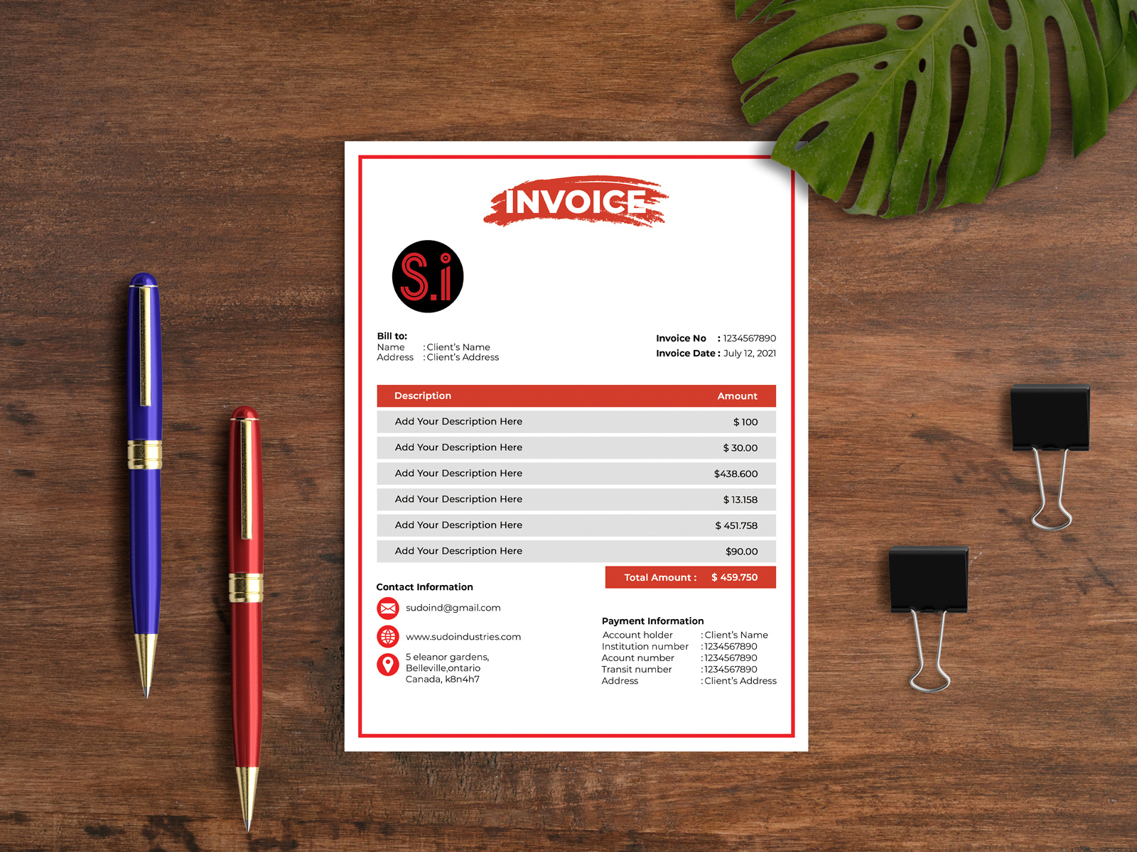 Invoice Template Design by Graphic Upshot on Dribbble