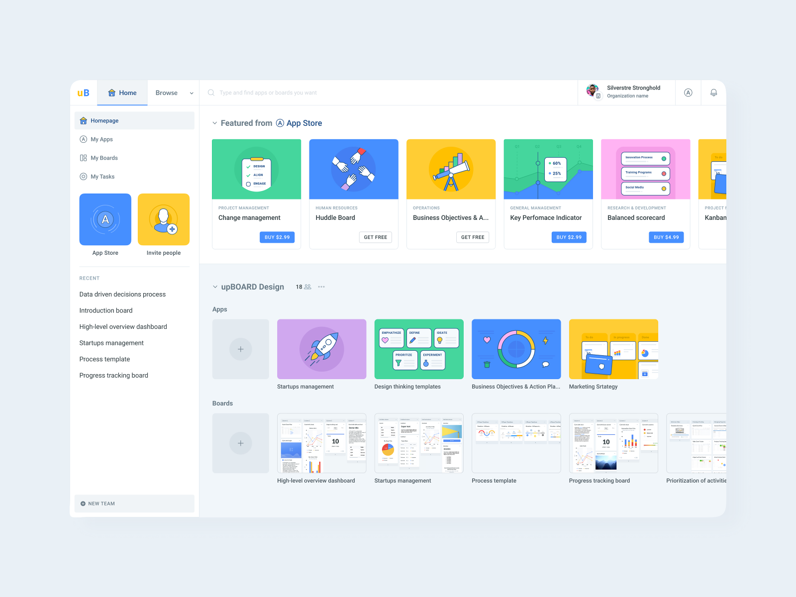 upBOARD Homescreen & My Tasks by Emerline Design Team on Dribbble
