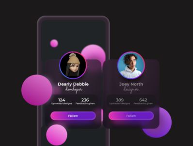 Dark mode Profile card by Deborah Adeoye on Dribbble
