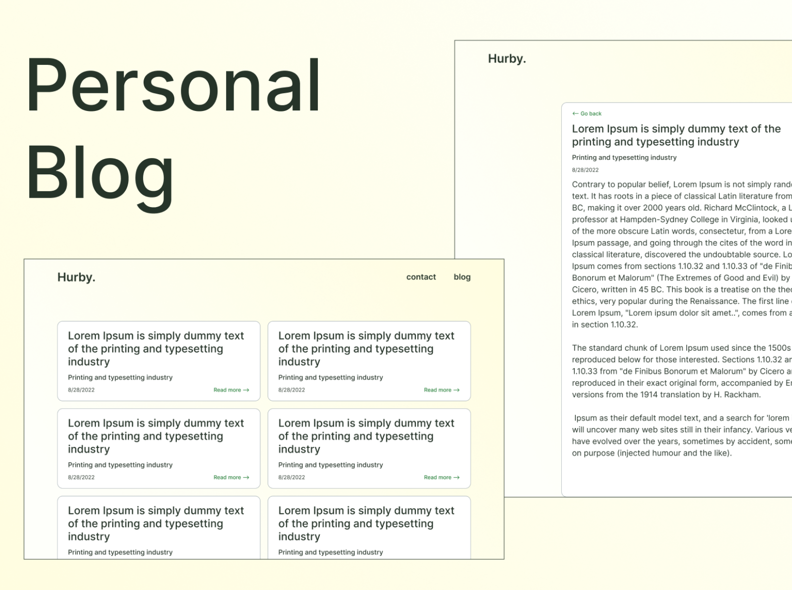 Personal blog by Hurby on Dribbble