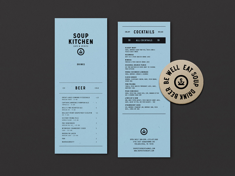 Soup Kitchen Drink Menu by Michael Houtz on Dribbble