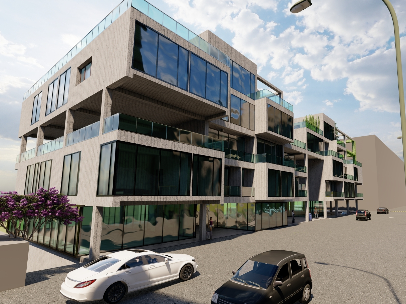 4 Store Building. Modern Architecture Render by Guram Gardava on Dribbble