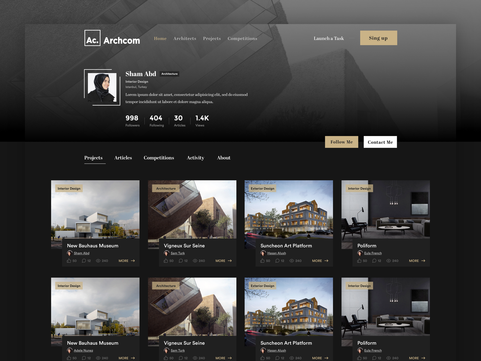 Architect Profile by Hussam Abd for Liliom on Dribbble