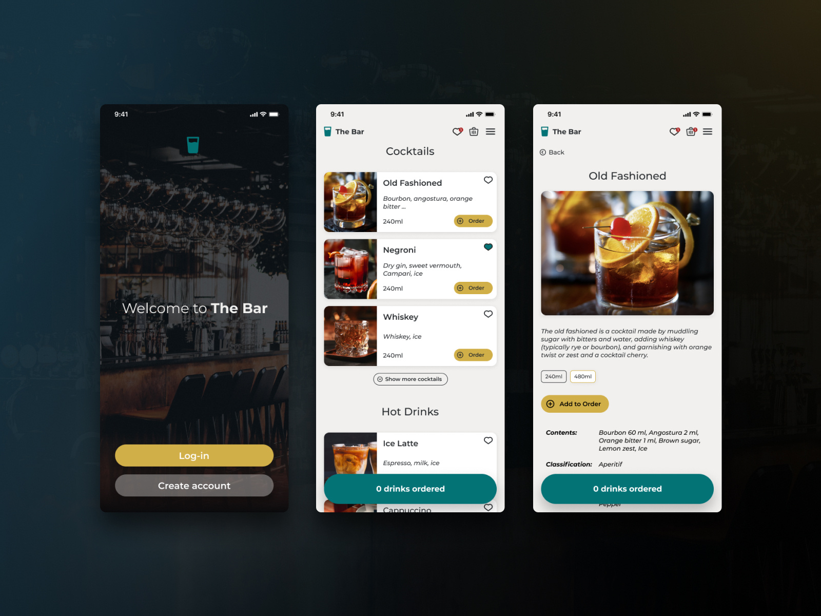 UI App The Bar by Hanna D. on Dribbble