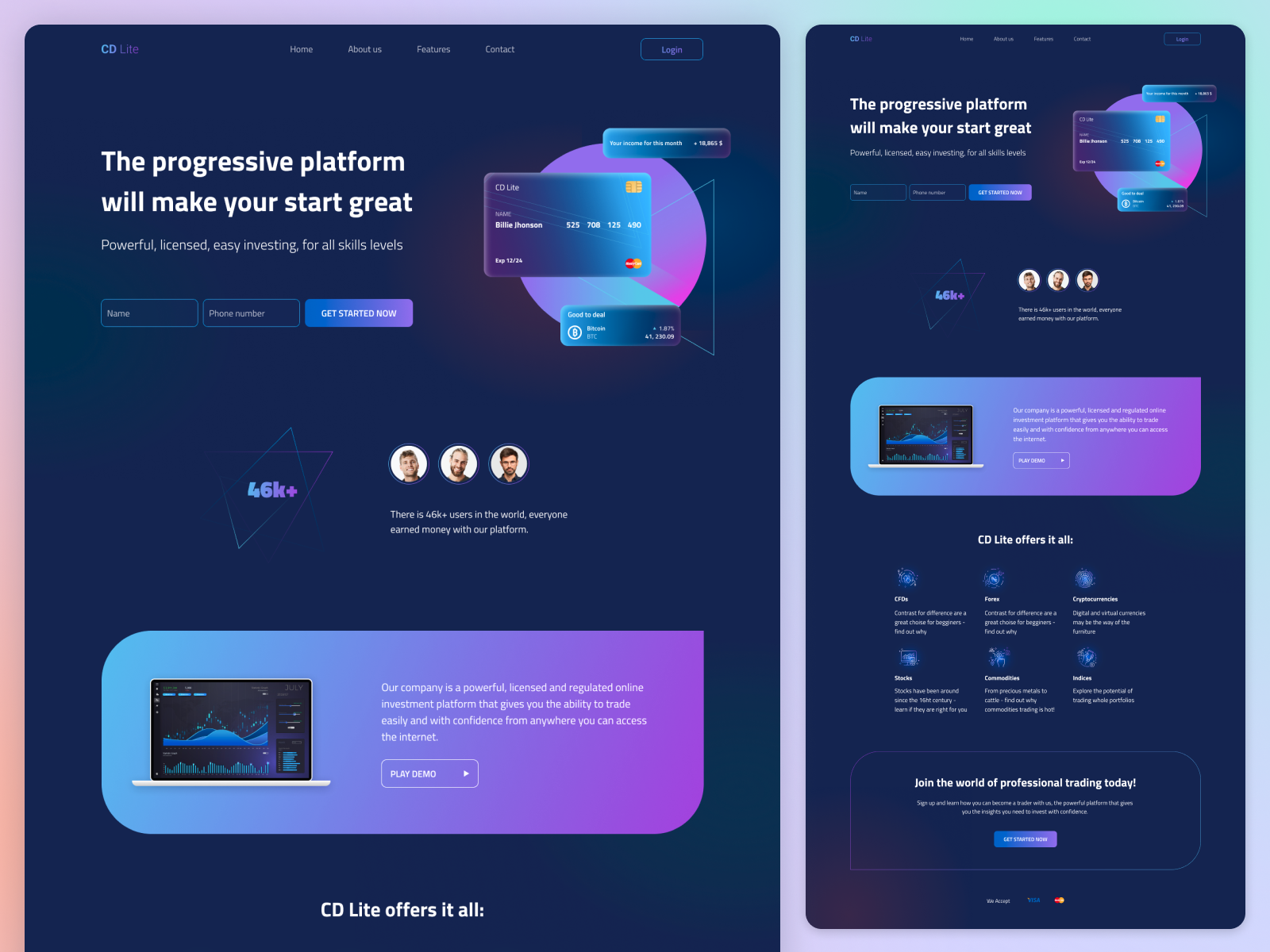 Landing Page Ui For Trading Platform By Hanna Dariienko On Dribbble