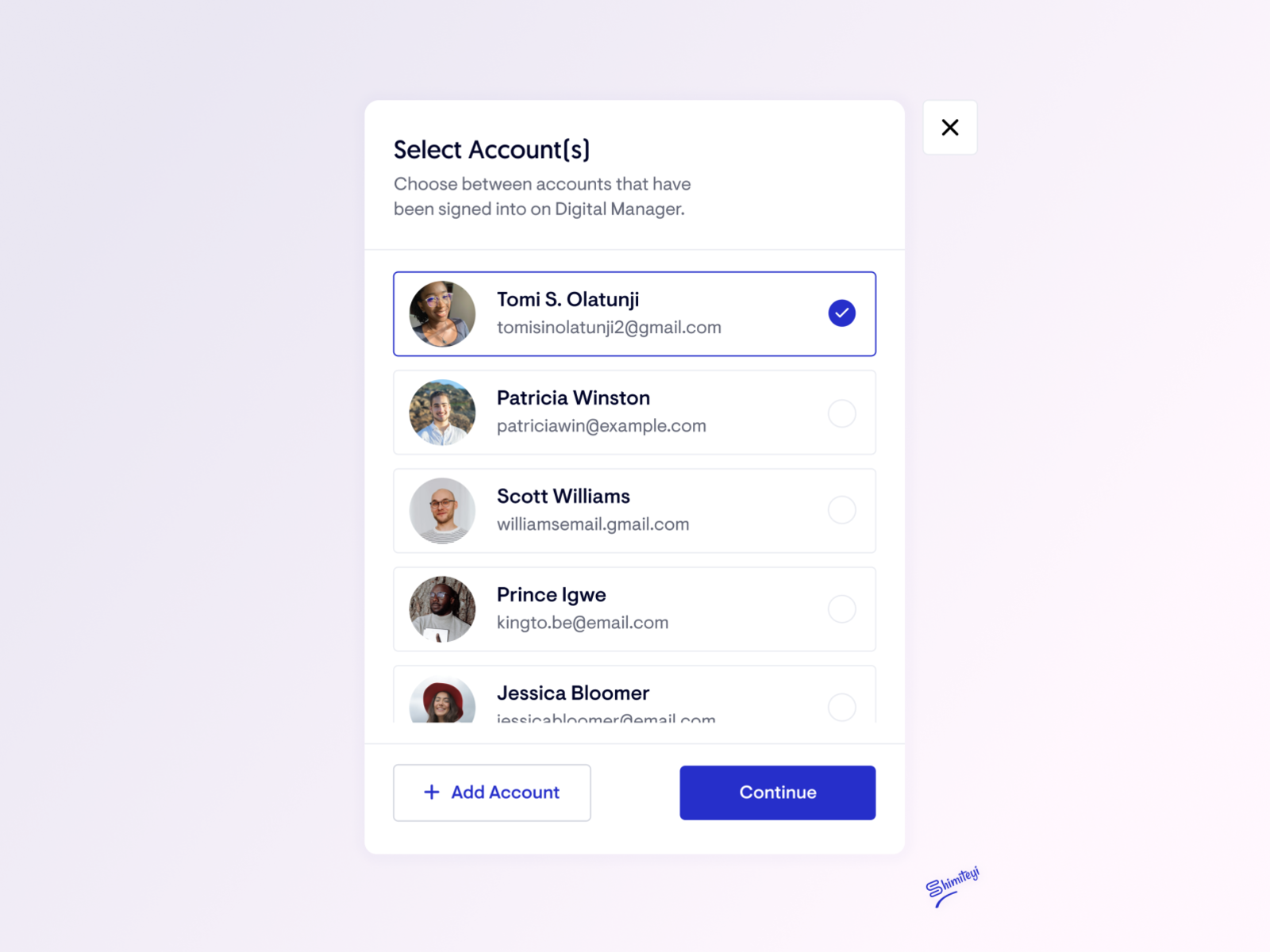 Dribbble - Select account.png by Tomi S. Olatunji