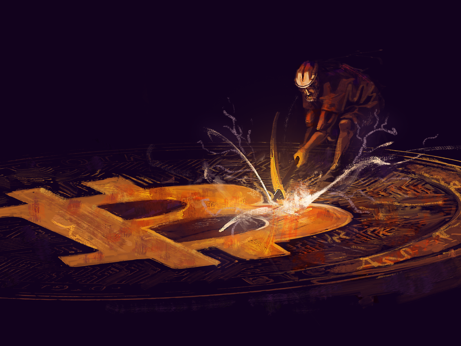 Cryptocurrency. Bitcoin mining illustration. by deomis on Dribbble