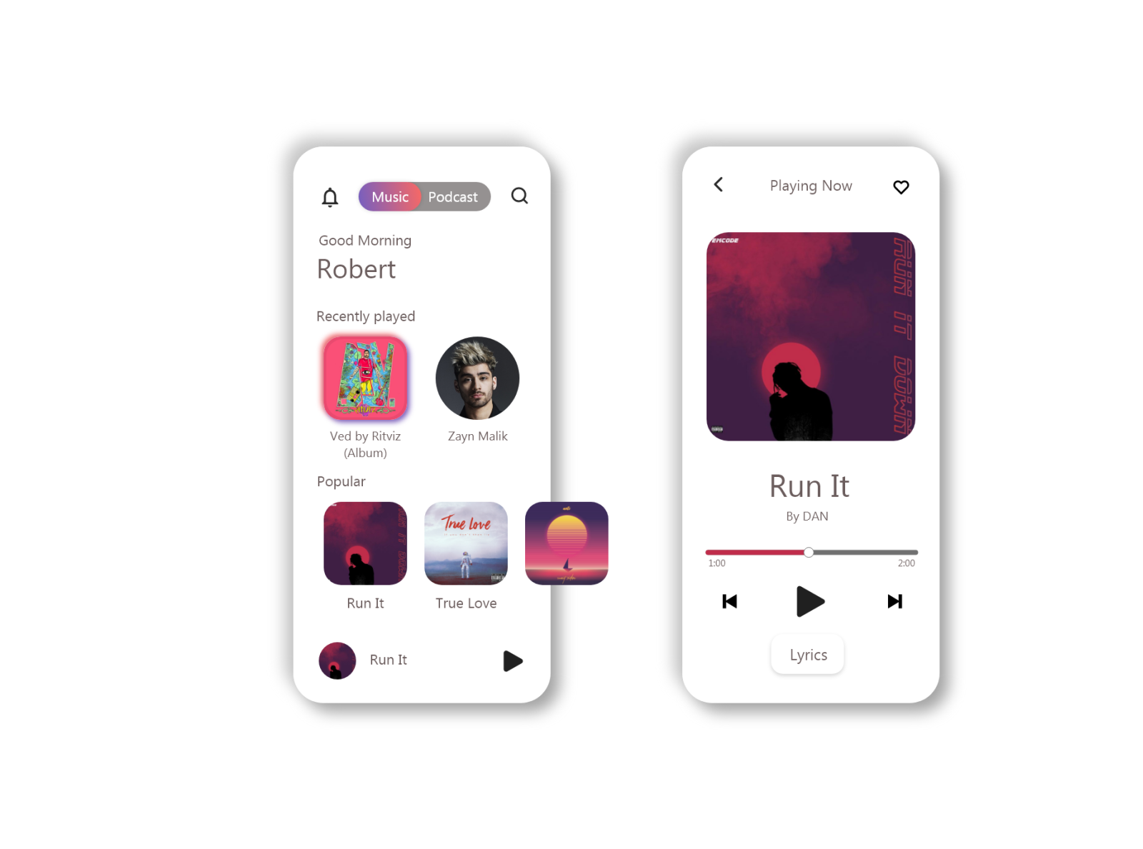 Music app interface by Soham Ambekar on Dribbble