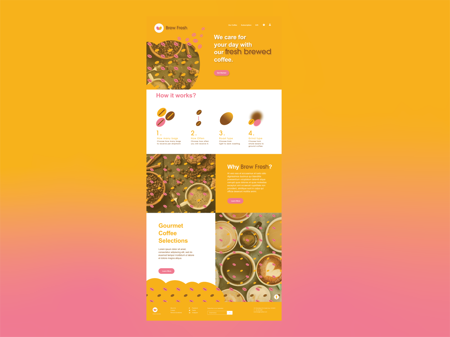 Brew Fresh UI Design: Landing Page Overview by Ashley Yeo on Dribbble