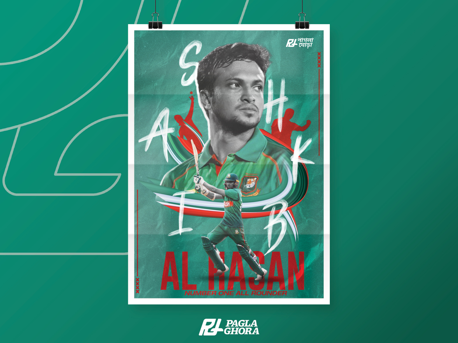 Poster of Shakib Al Hasan by Pritom Mondal on Dribbble