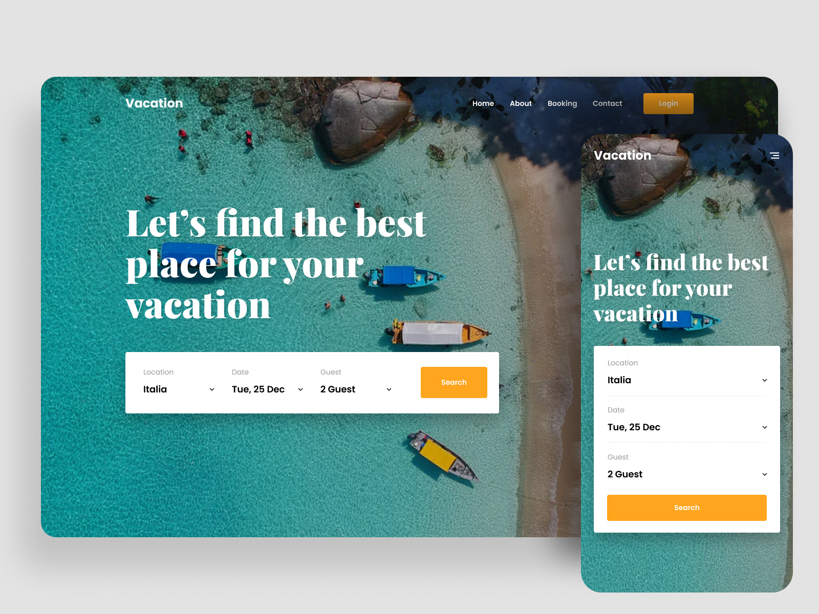 Vacation Hero Header Exploration by Telaga Design Studio on Dribbble