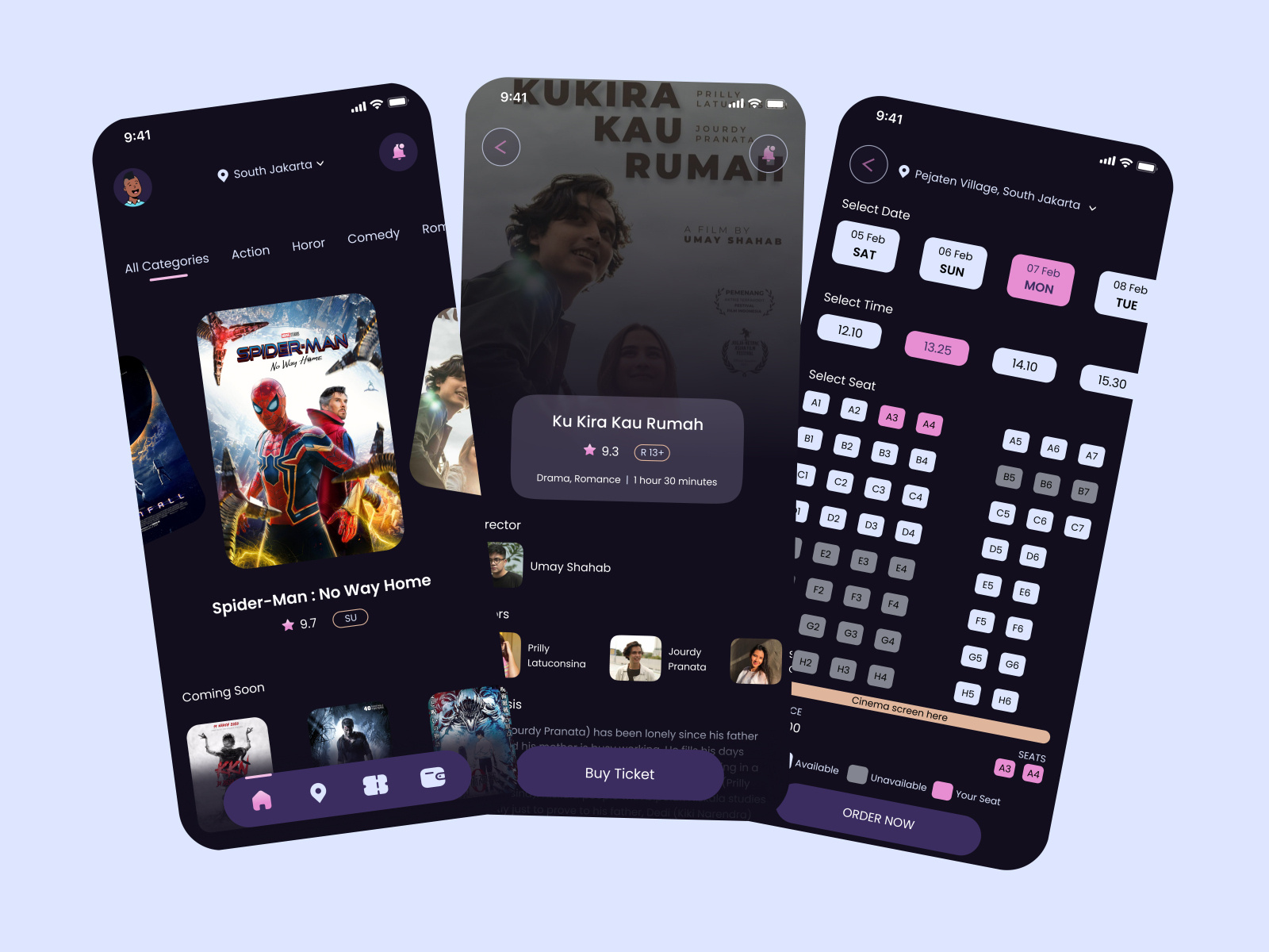 Cinema Ticket Mobile App Design Concept by Raindria 🦖 on Dribbble