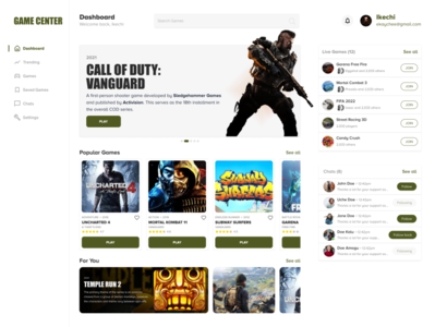 Game Dashboard Interface by Ikechi Onu on Dribbble