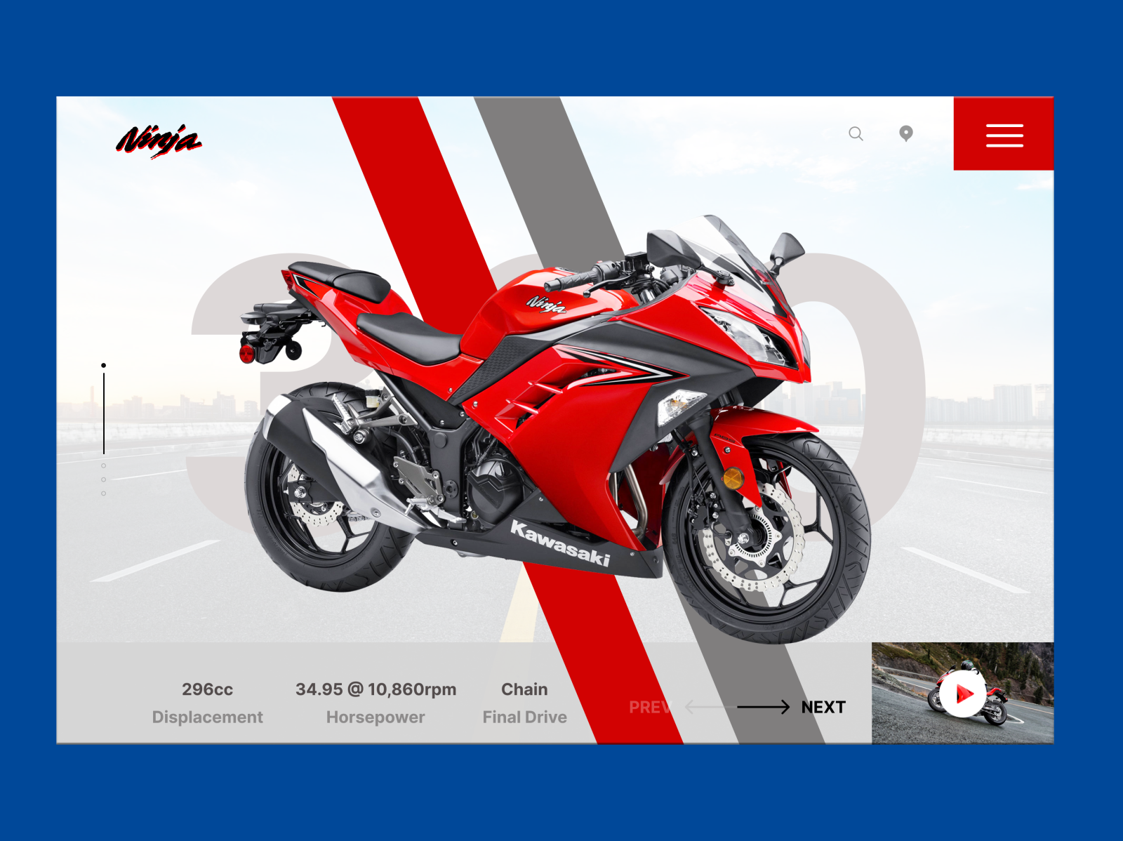 Web design Motorcycle website hero / Kawasaki Ninja 300 by Stephanie RH ...