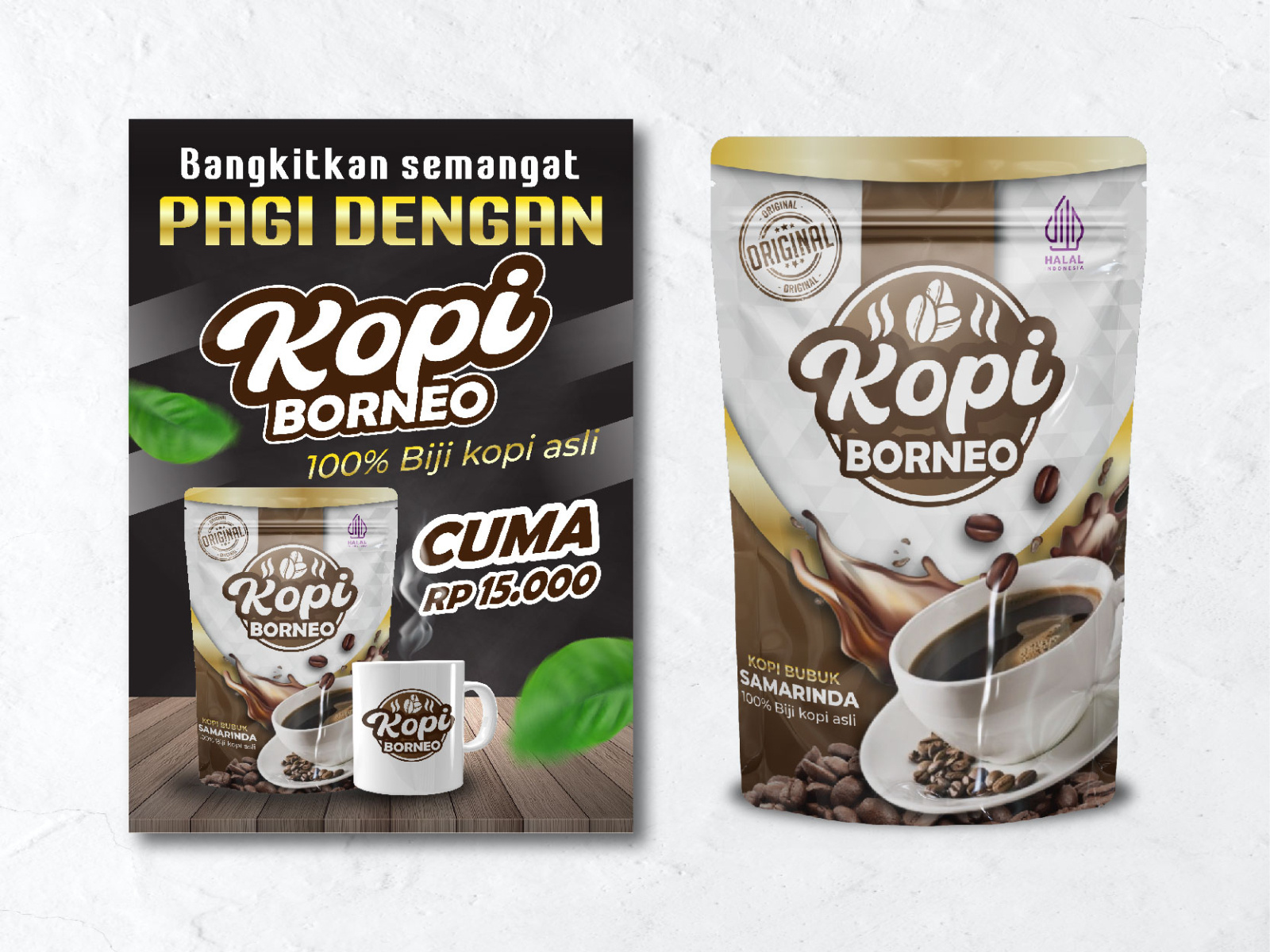 kopi borneo poster and pouch design by Farid Febrian on Dribbble