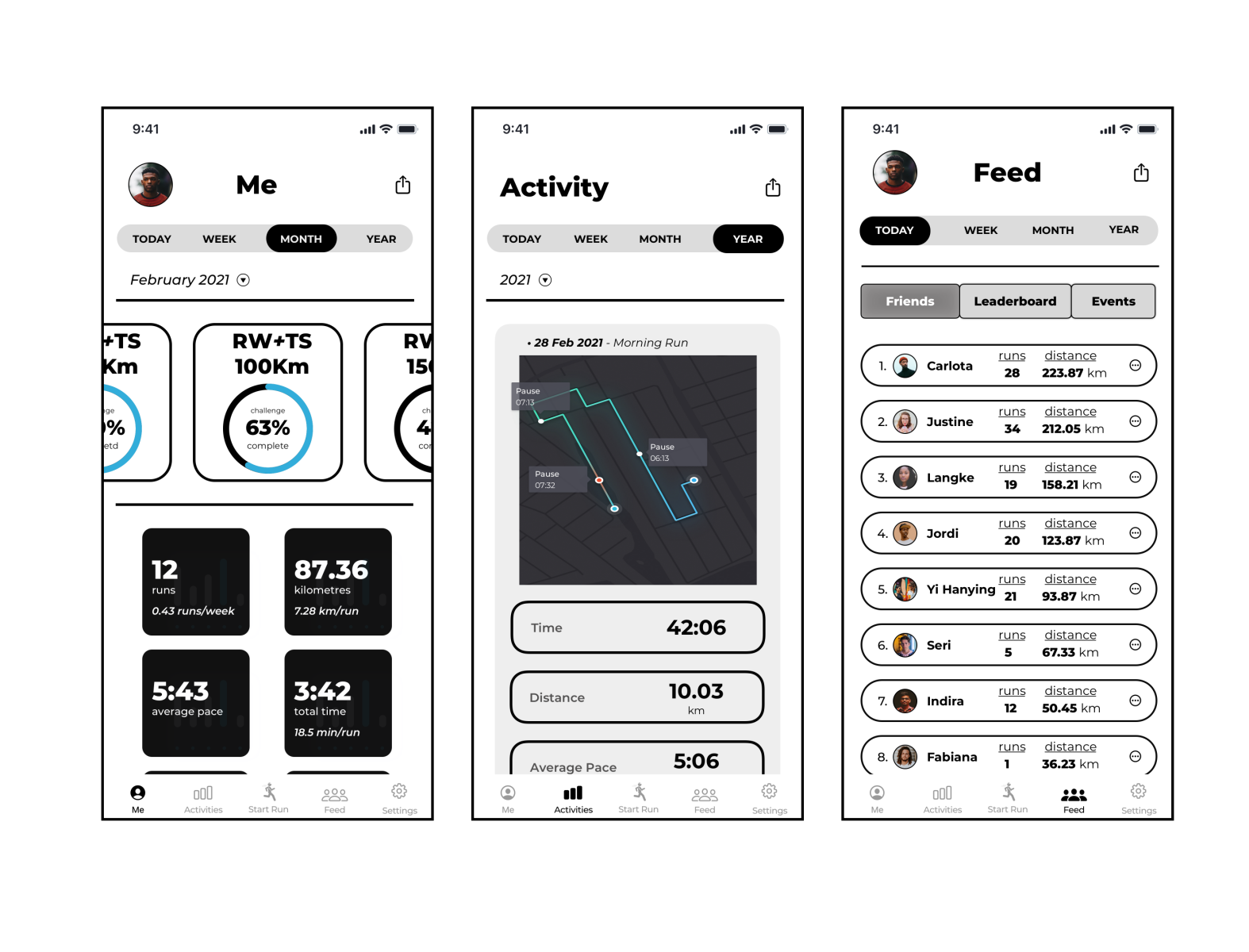 Running App Prototype - (Running With Tumi Sole) by Shaun on Dribbble