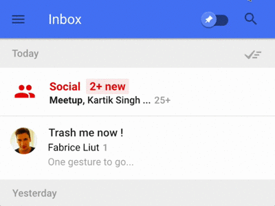 Google iOS Inbox double swip to trash by fabrice Liut on Dribbble