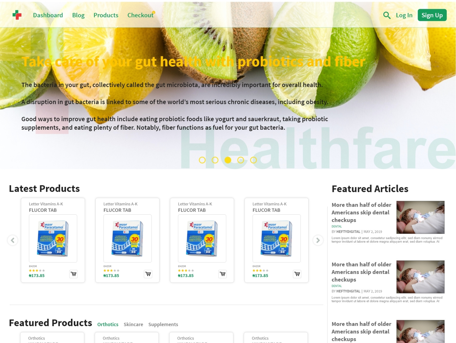 Healthfare Home Page by Adekunle on Dribbble