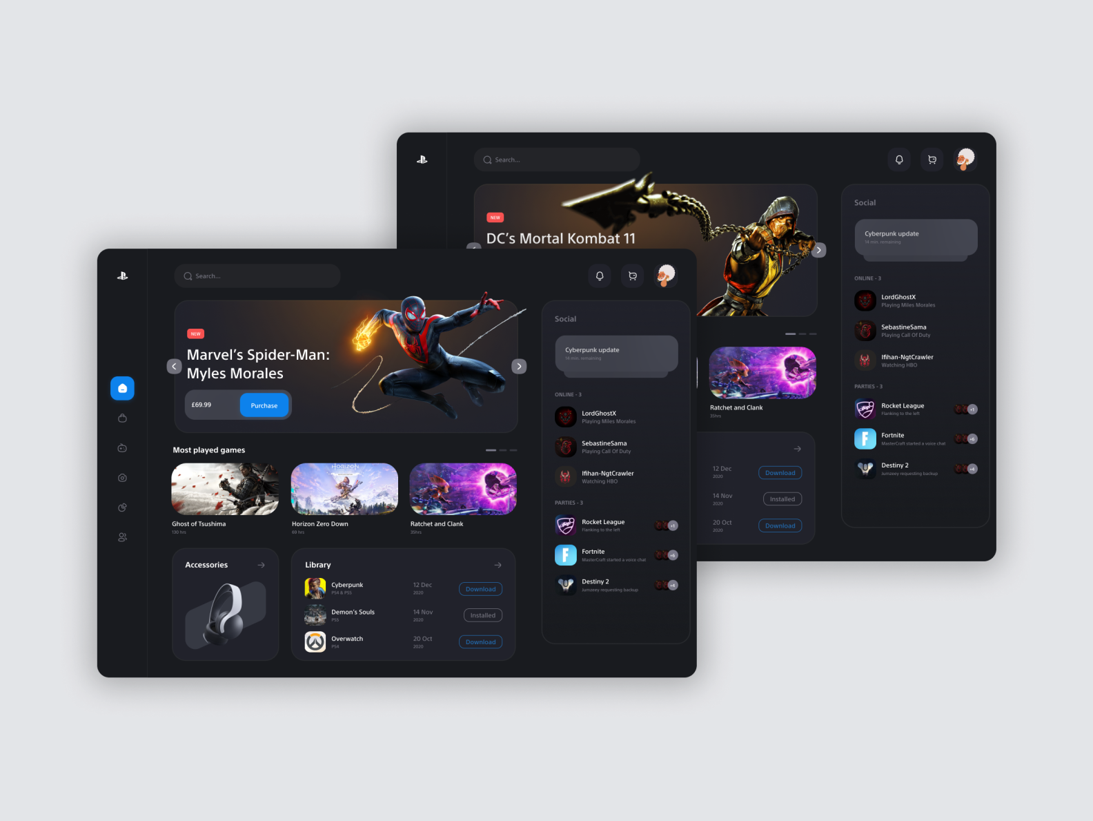 PlayStation Dashboard by Adekunle on Dribbble
