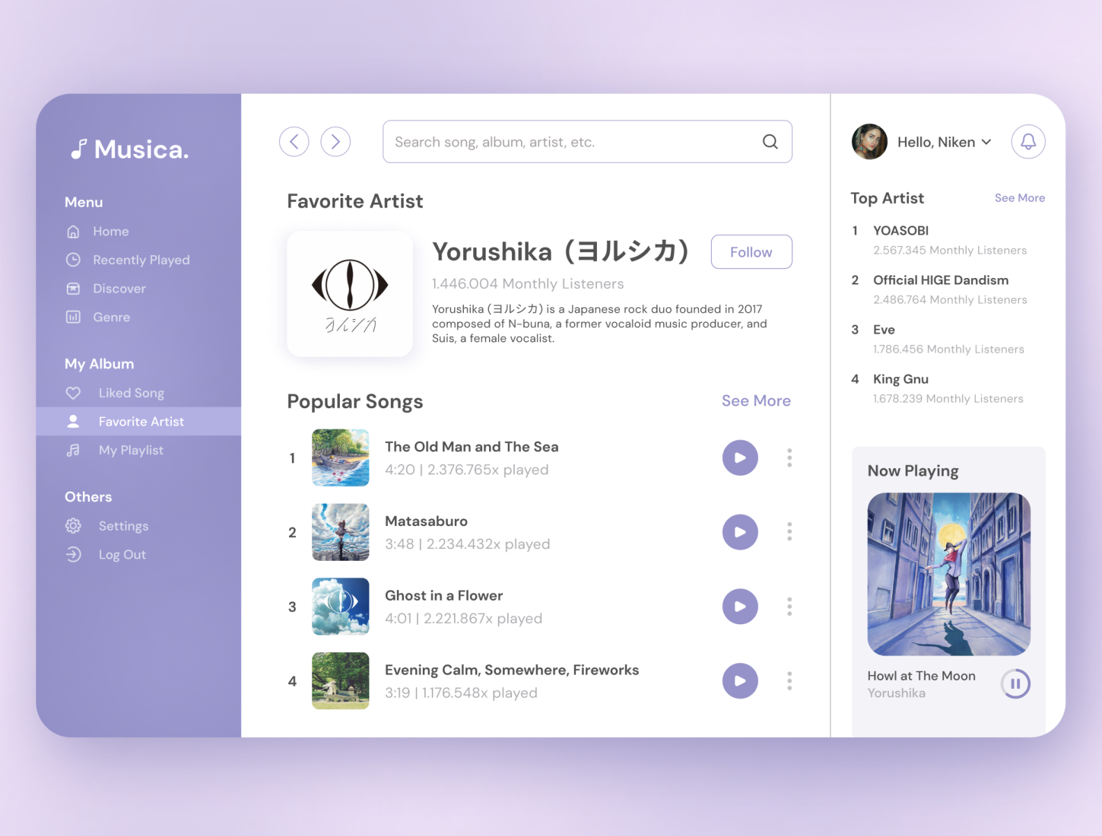 Musica - Music Dashboard UI Design 🎵 by Niken Tri Utami on Dribbble