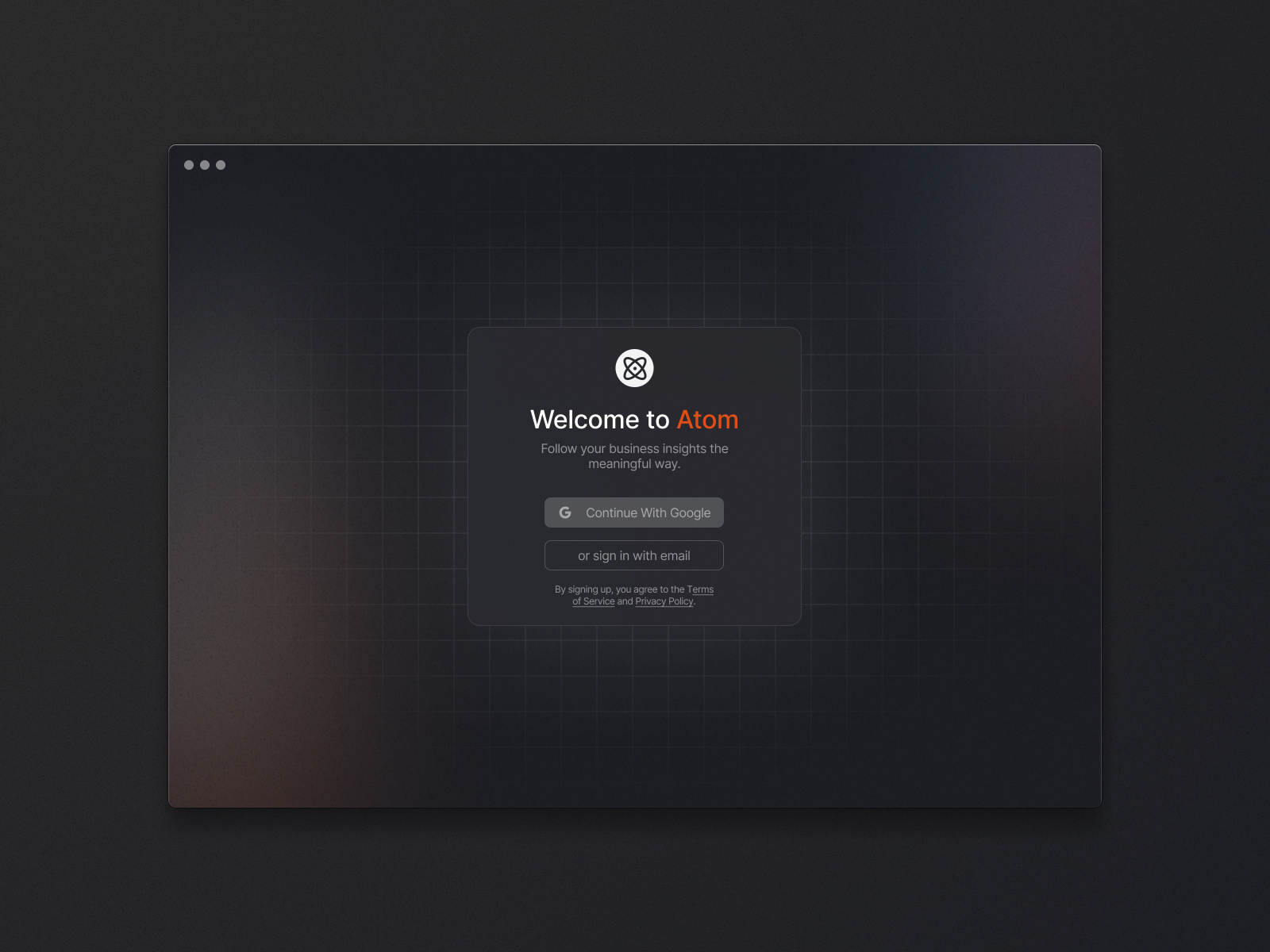 Login Screen for Atom - macOS App by Ulaş Alyeşil on Dribbble