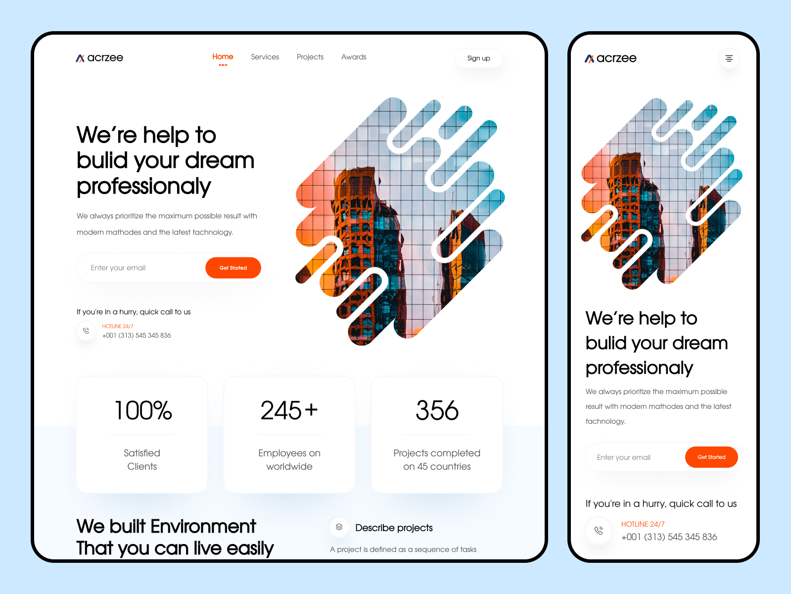 Construction Web header by Orix Creative on Dribbble