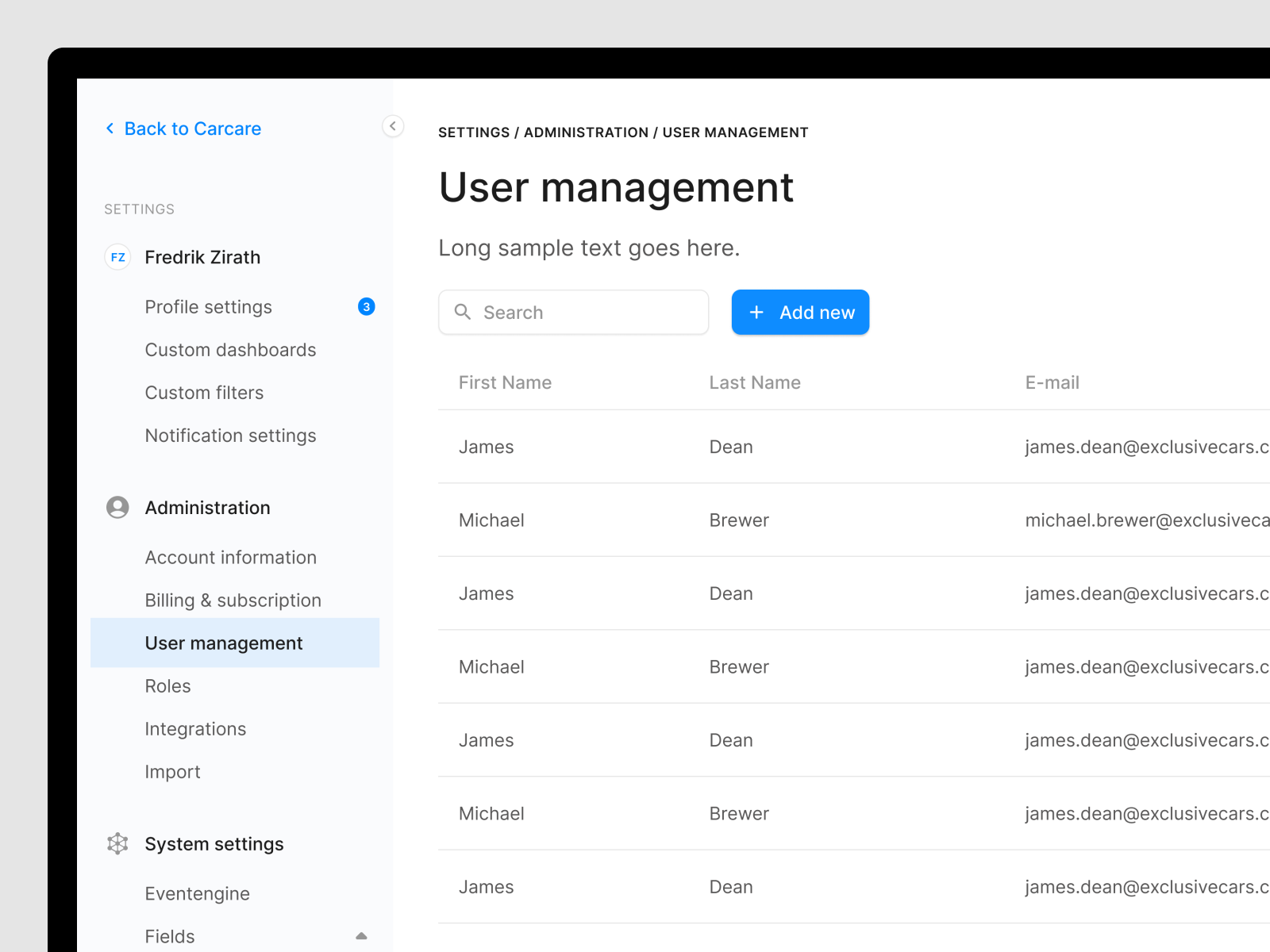 User management by Fredrik Zirath on Dribbble