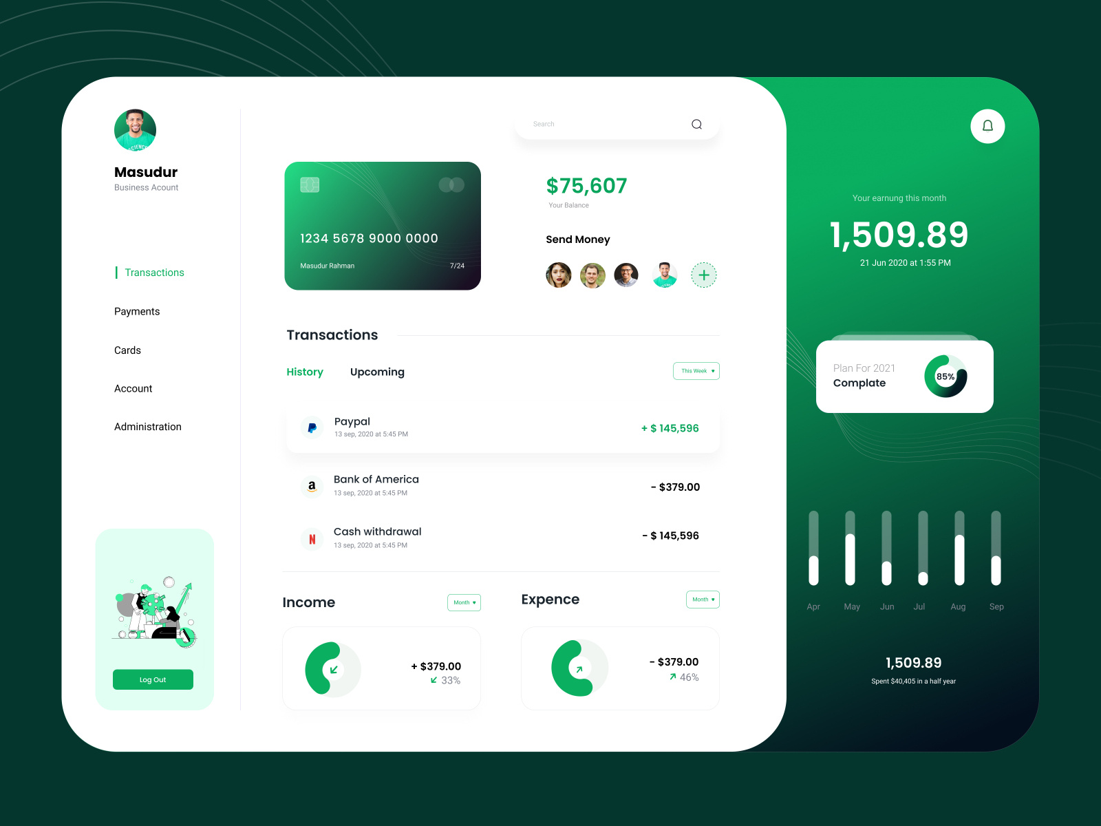 Financial Web app by Nazmul Hassan on Dribbble