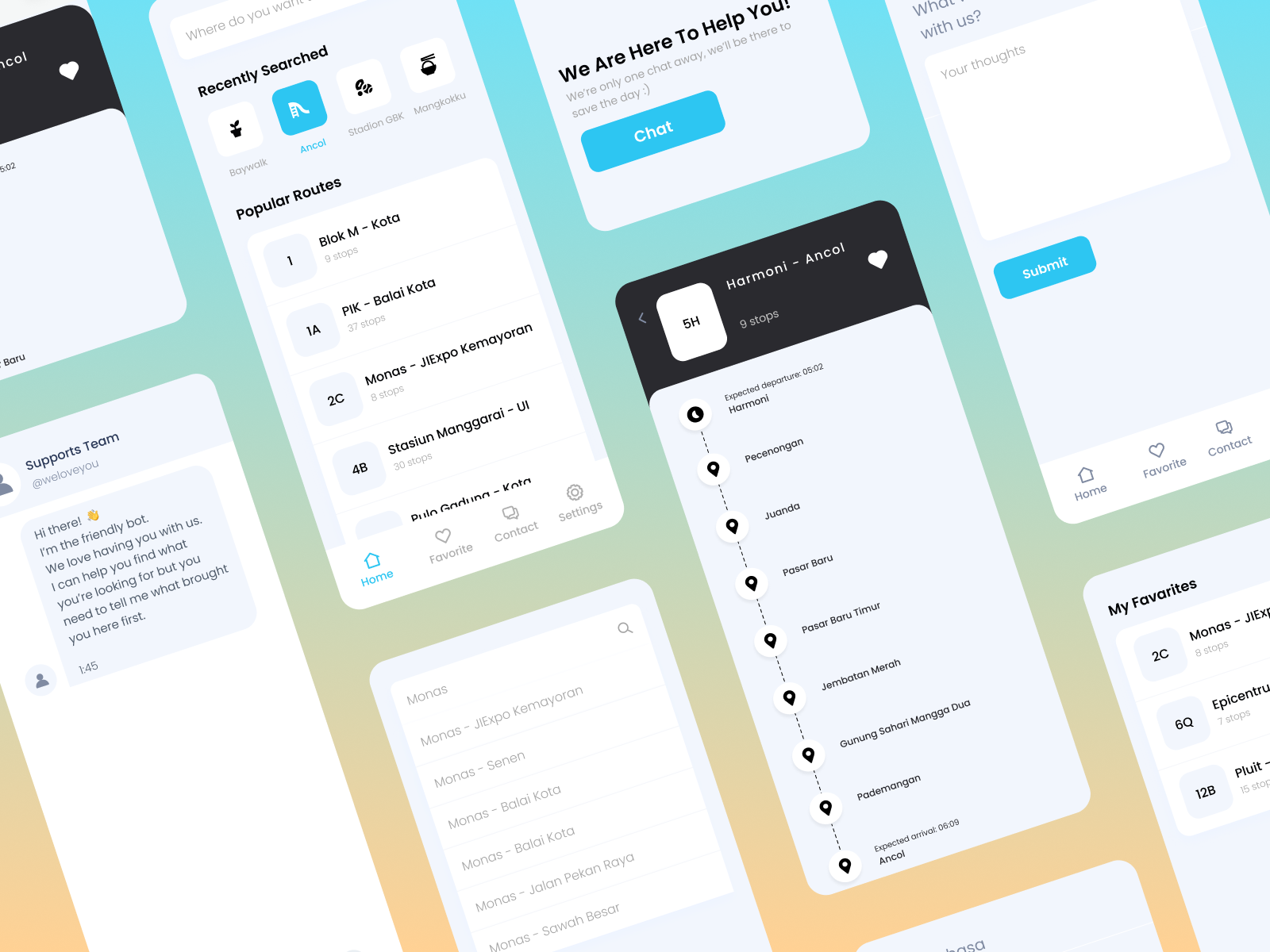 UI Design for TransJakarta Route Mobile App by Elisabeth Levana on Dribbble